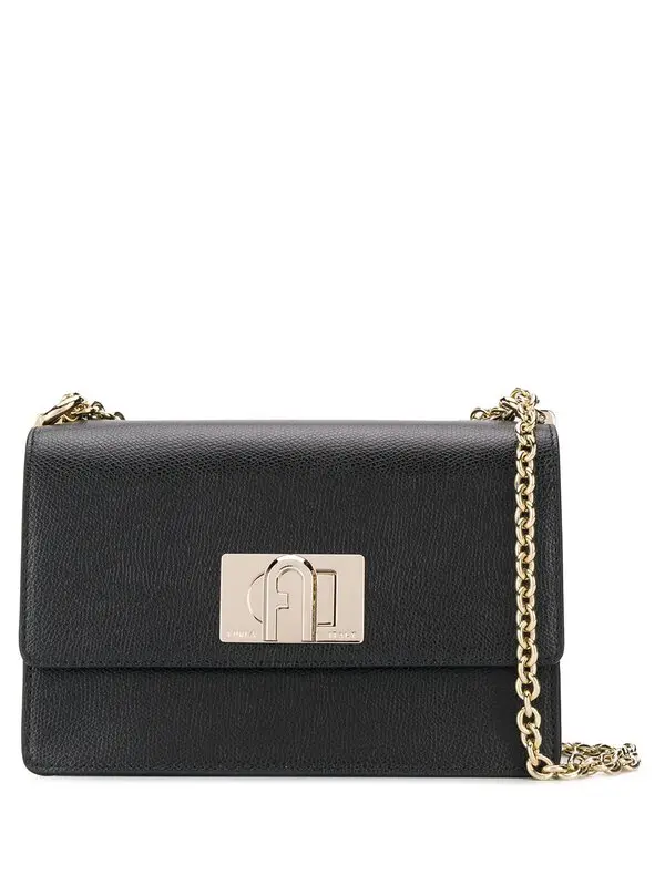 Furla Monogram Clasp Crossbody Bag - Black