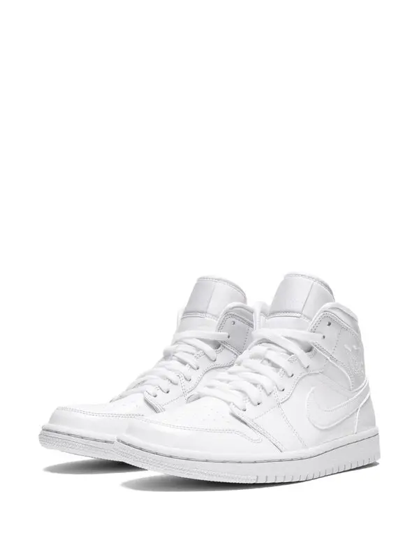 JORDAN Air 1 Mid Triple Patent Leather Sneakers - White