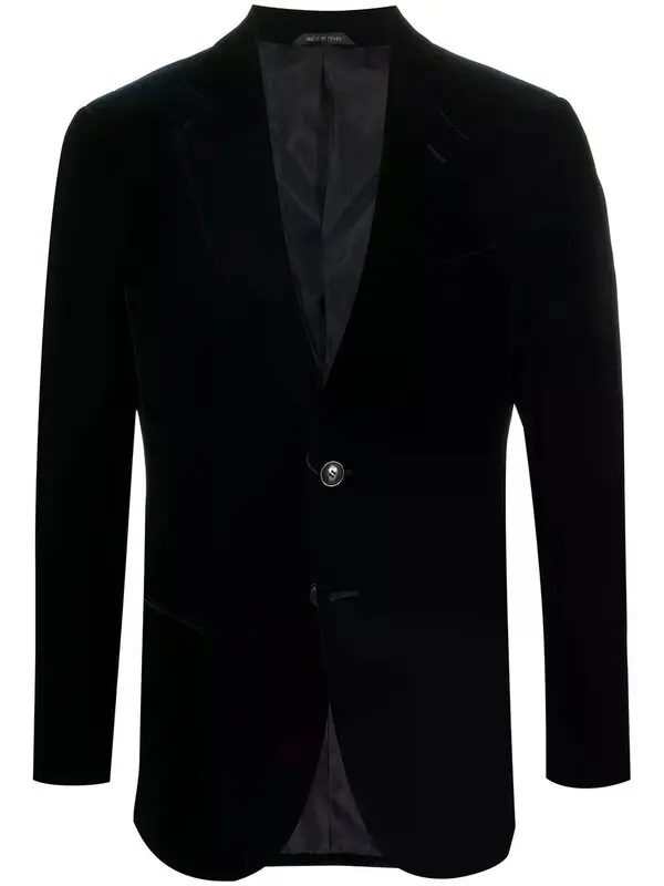 Giorgio Armani Velvet Single-breasted Blazer - Blue