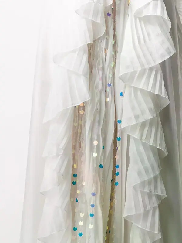 Alberta Ferretti Pleated Ruffle Maxi Gown