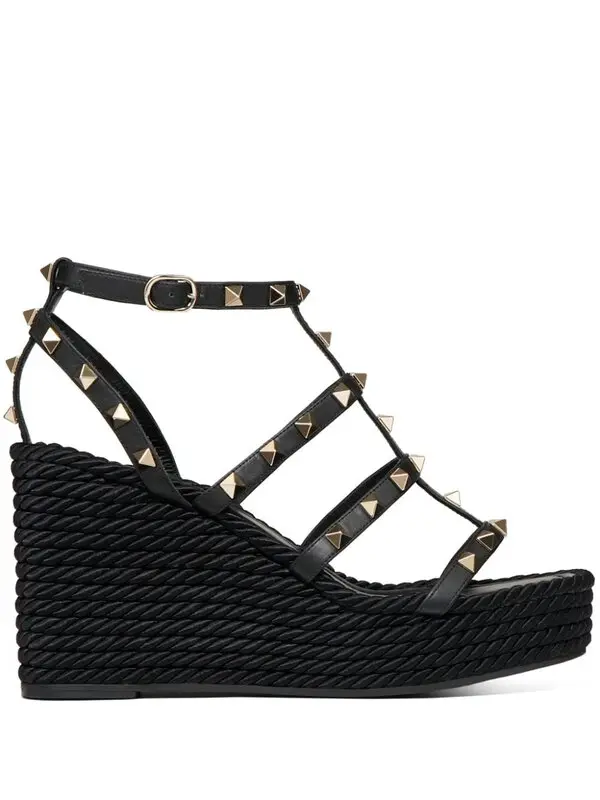 Valentino Garavani 95mm Rockstud Wedge Sandals