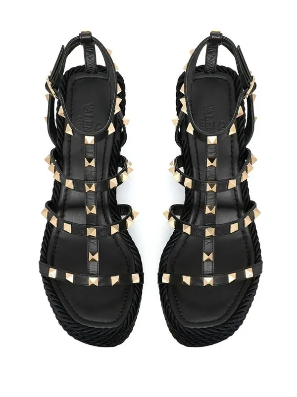 Valentino Garavani 95mm Rockstud Wedge Sandals