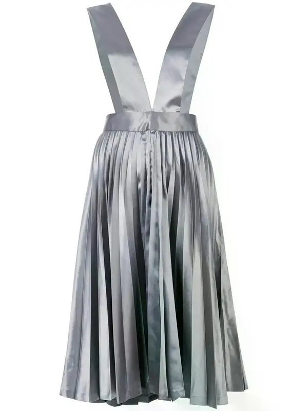 Comme Des Garçons Pleated Metallic Knee Length Skirt
