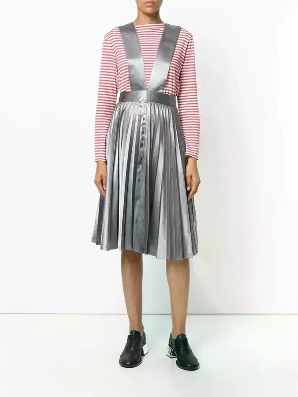 Comme Des Garçons Pleated Metallic Knee Length Skirt