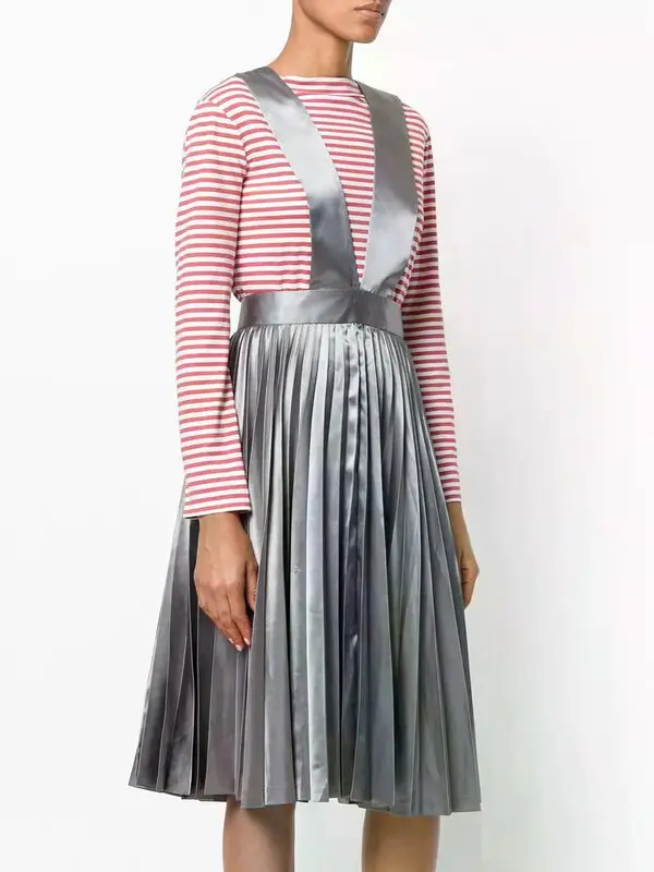 Comme Des Garçons Pleated Metallic Knee Length Skirt