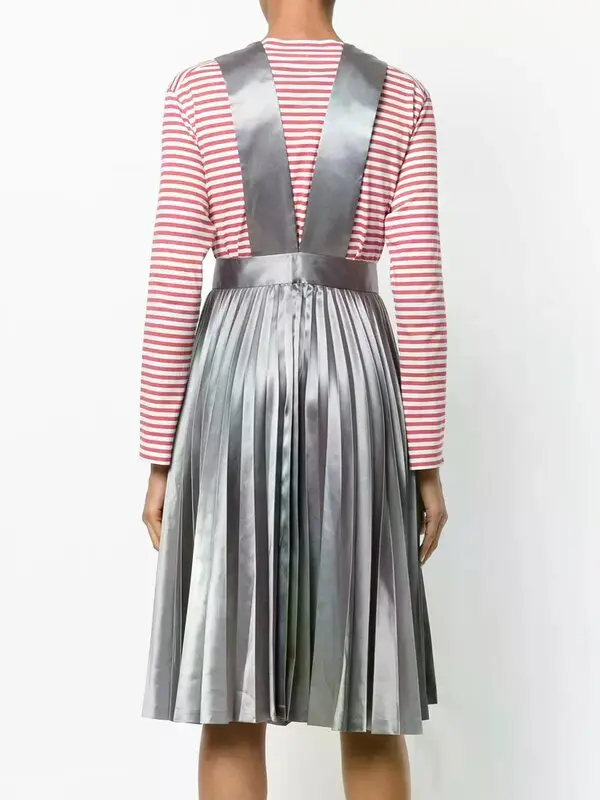 Comme Des Garçons Pleated Metallic Knee Length Skirt