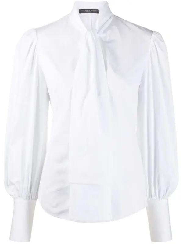 Alexander McQueen Tie-neck Cotton Blouse