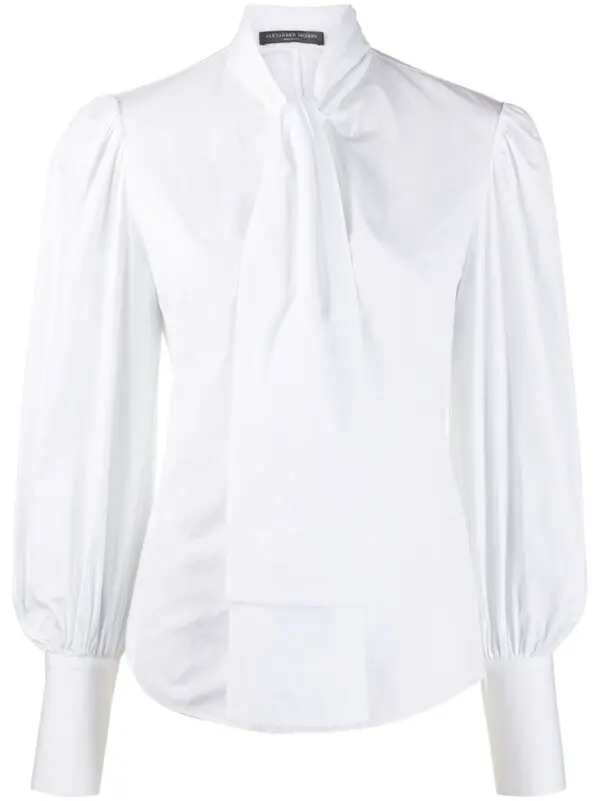 Alexander McQueen Tie-neck Cotton Blouse
