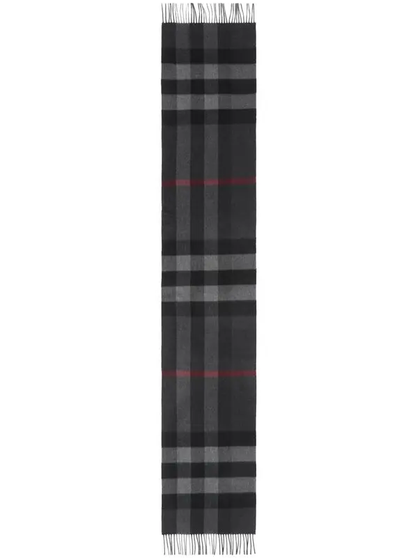 Burberry Plaid-check Fringed Cashmere Scarf