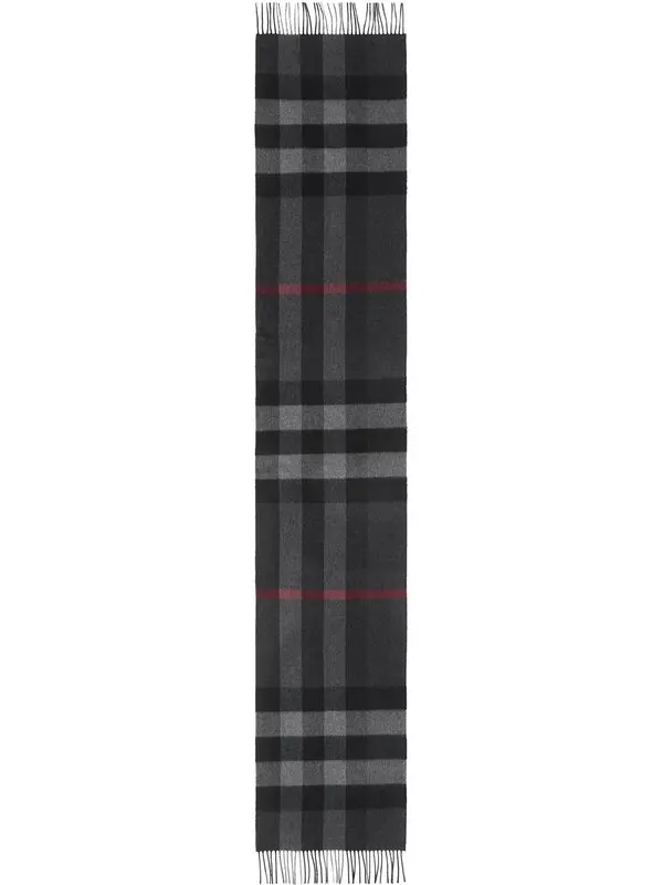 Burberry Plaid-check Fringed Cashmere Scarf