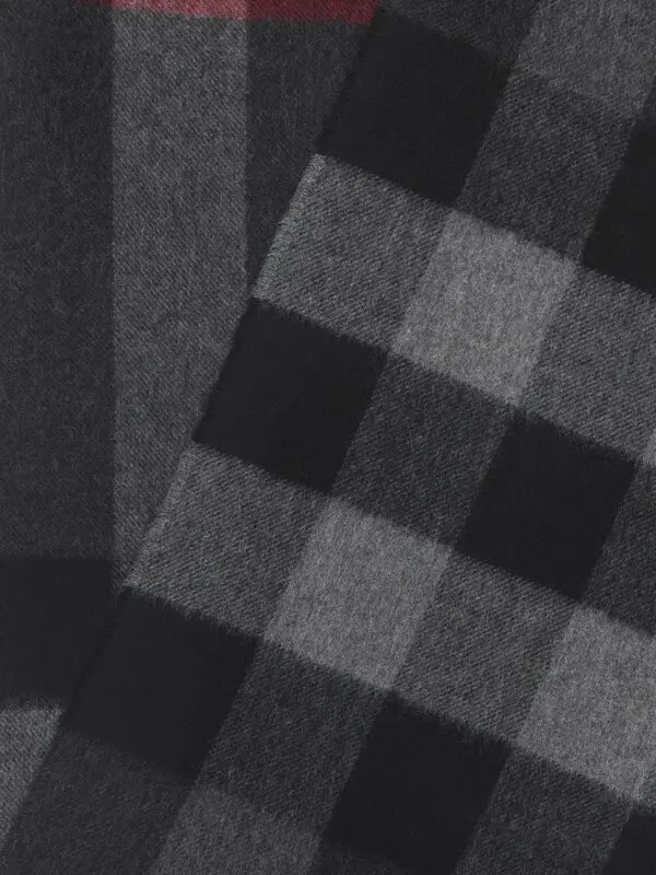 Burberry Plaid-check Fringed Cashmere Scarf