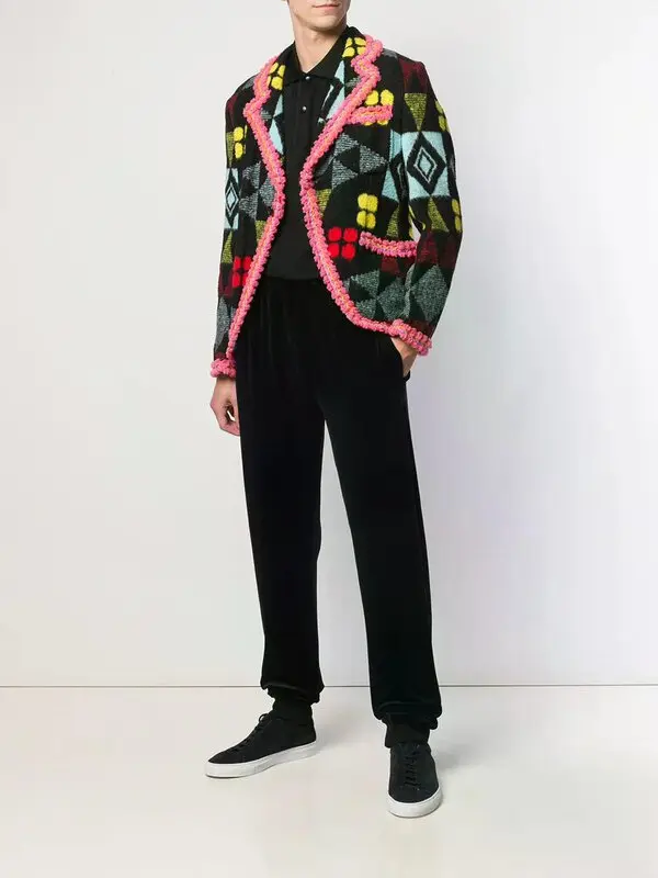 Comme Des Garçons Contrast-trim Patterned Jacket