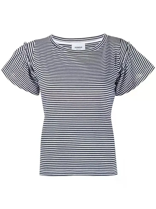 DONDUP Striped Ruffled T-shirt