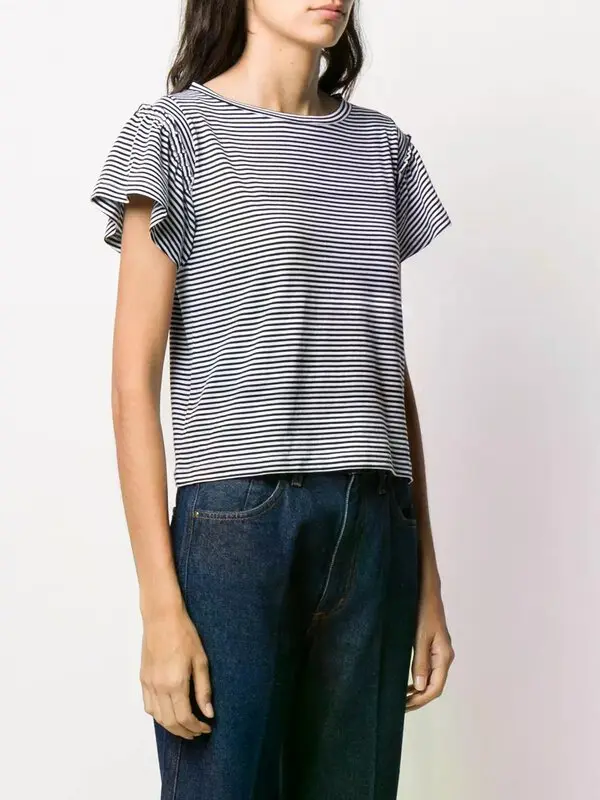 DONDUP Striped Ruffled T-shirt