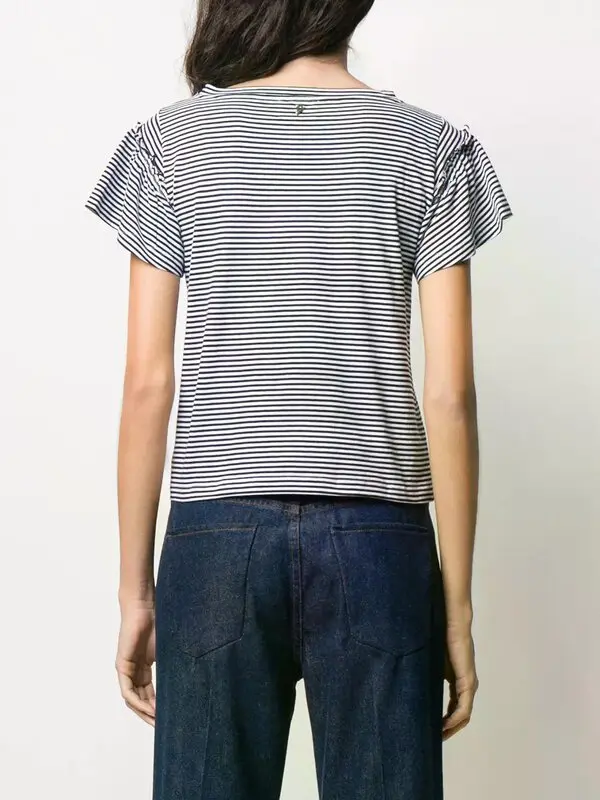 DONDUP Striped Ruffled T-shirt