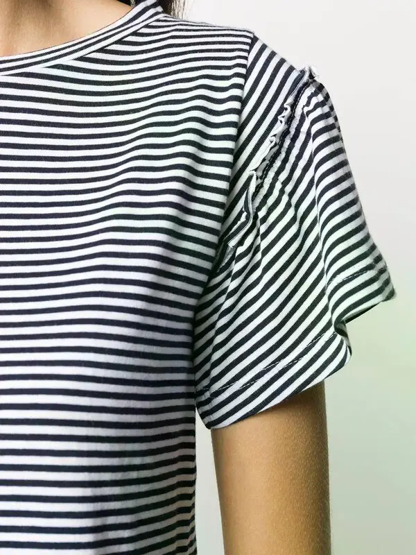 DONDUP Striped Ruffled T-shirt
