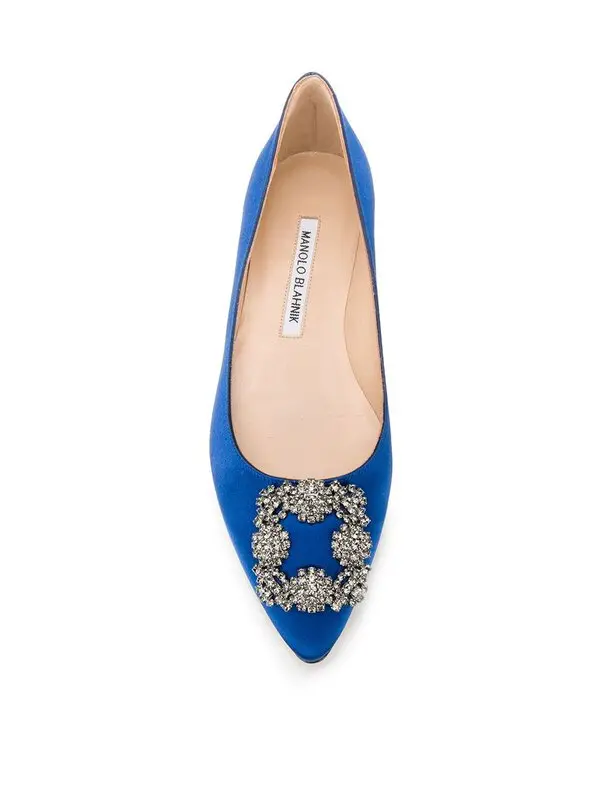 Manolo Blahnik Hangisi Heeled Ballerina Shoes