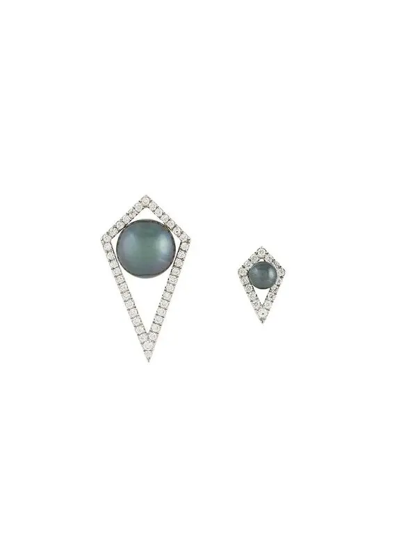 Elise Dray Diamond Moon Earrings Grey Editorialist