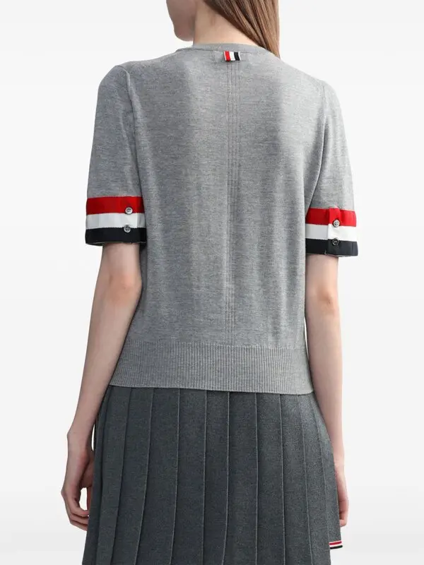 Thom Browne Rwb Stripe Crew-neck Top - Grey