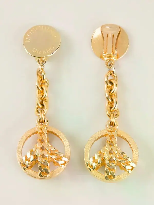 Moschino 1980s Peace-sign Drop Earrings