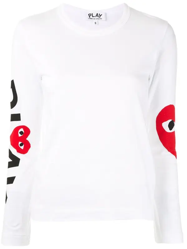 Play Comme Des Garcon Logo-print Crew Neck Top - White