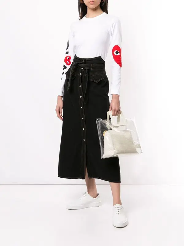 Play Comme Des Garcon Logo-print Crew Neck Top - White