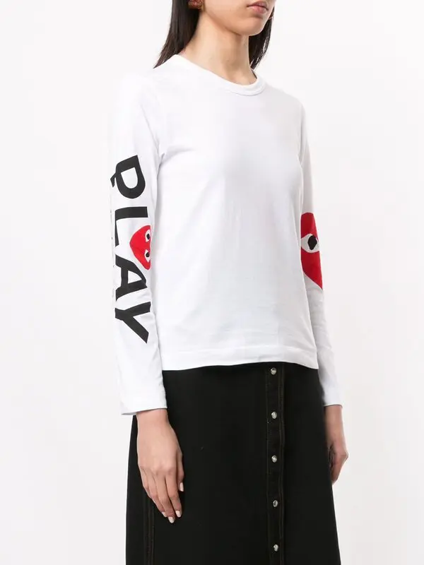 Play Comme Des Garcon Logo-print Crew Neck Top - White