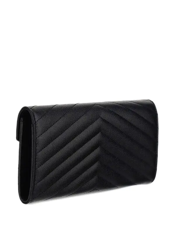 Saint Laurent Large Cassandre Matelassé Flap Wallet - Black