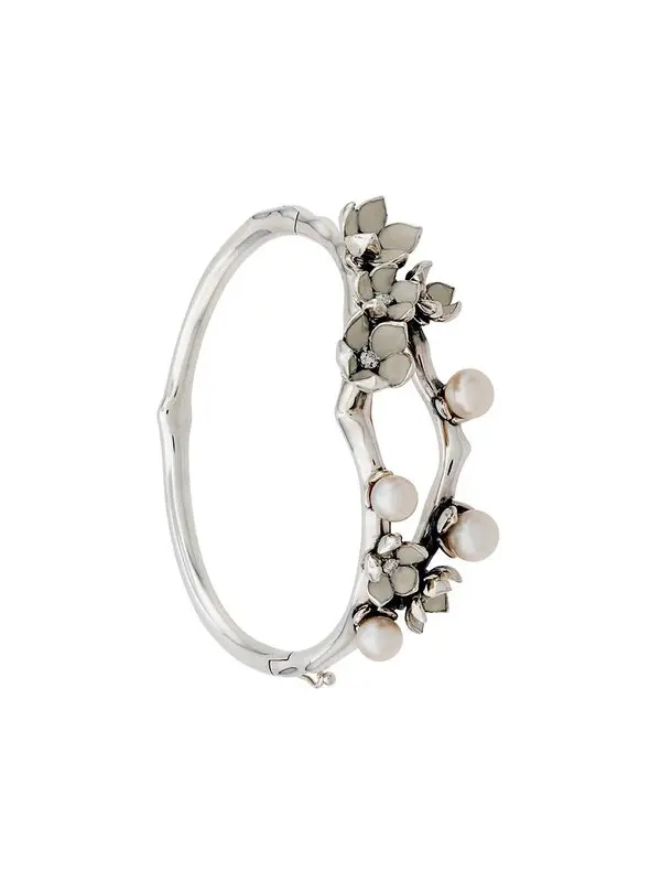 SHAUN LEANE Cherry Blossom Pearl And Diamond Cuff - Silver
