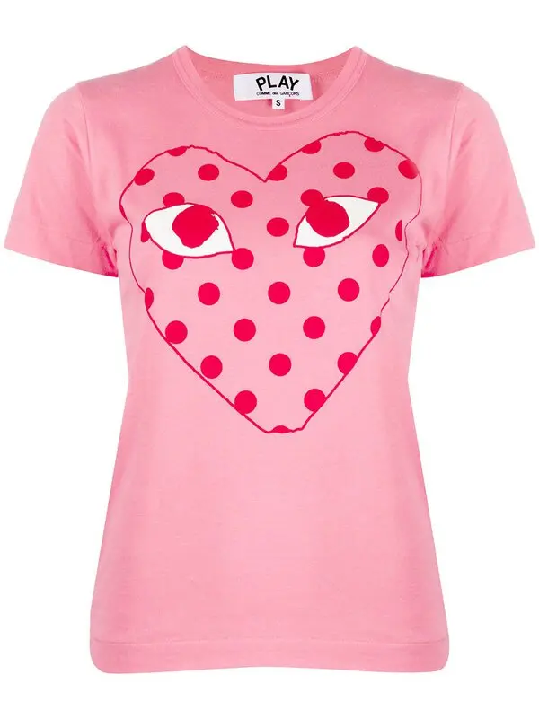 Play Comme Des Garcon Polk-dot Print T-shirt - Pink