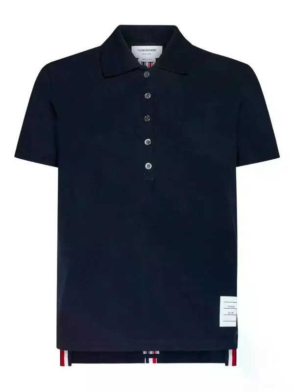 Thom Browne Pique Polo With Rwb Stripe Detail