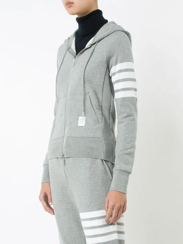 Thom Browne Classic Loopback 4-bar Zip Hoodie - Grey