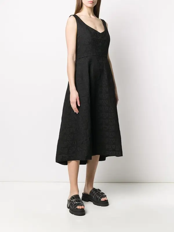 Comme Des Garçons Monogram A-line Midi Dress