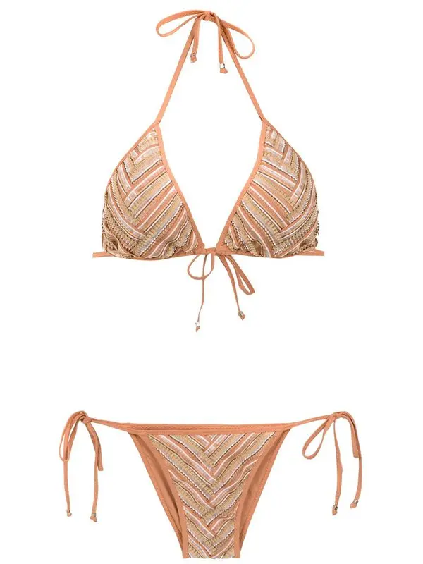 AMIR SLAMA Graphic-print Bikini Set - Neutrals