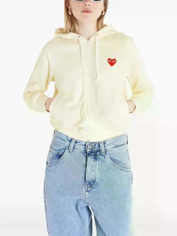 Play Comme Des Garcon Heart-patch Hoodie - Neutrals