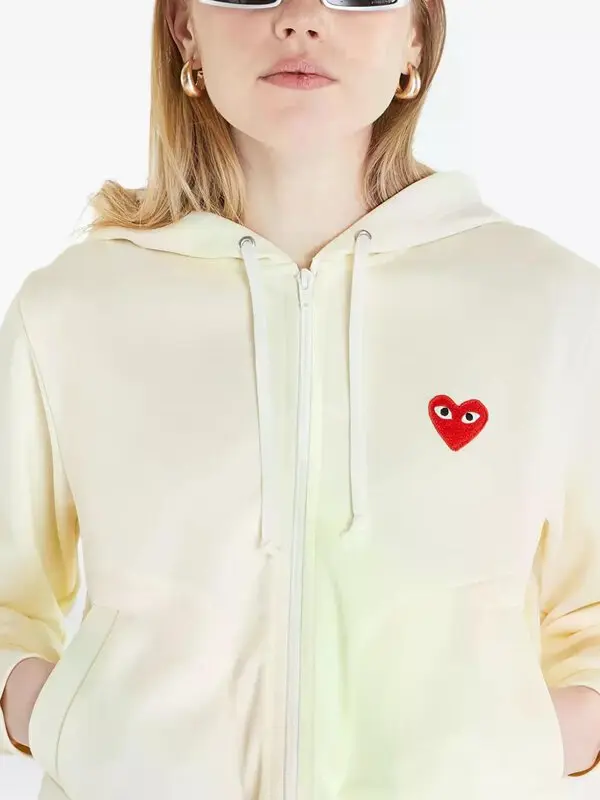 Play Comme Des Garcon Heart-patch Hoodie - Neutrals