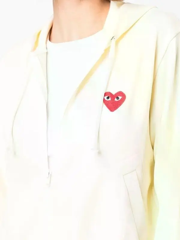 Play Comme Des Garcon Heart-patch Hoodie - White