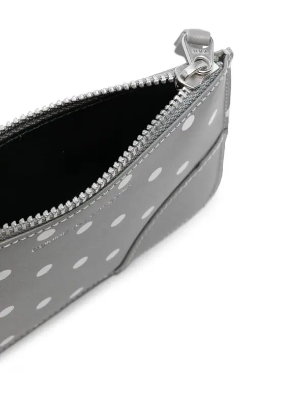 Comme Des Garçons Polka Dot Print Calf Leather Wallet - Grey