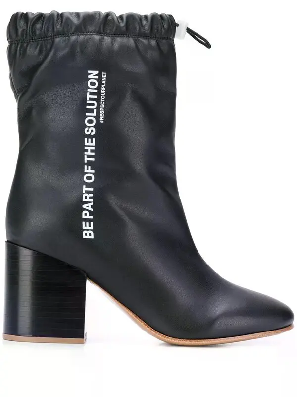 F_WD Leather Drawstring Ankle Boots