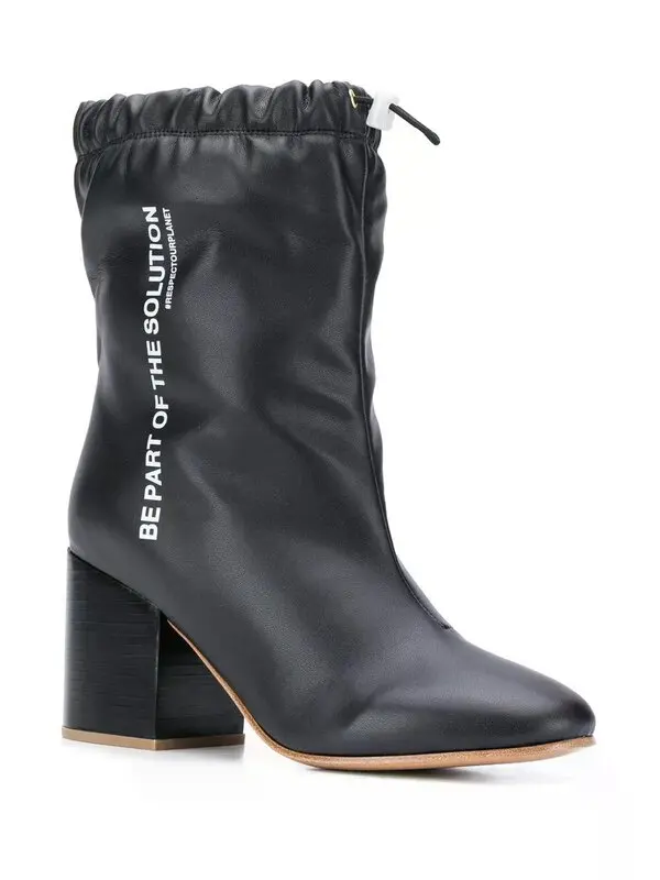 F_WD Leather Drawstring Ankle Boots