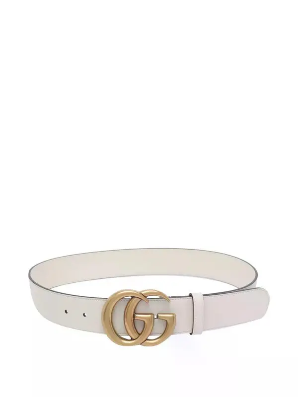 Gucci Double G-buckle Leather Belt - White