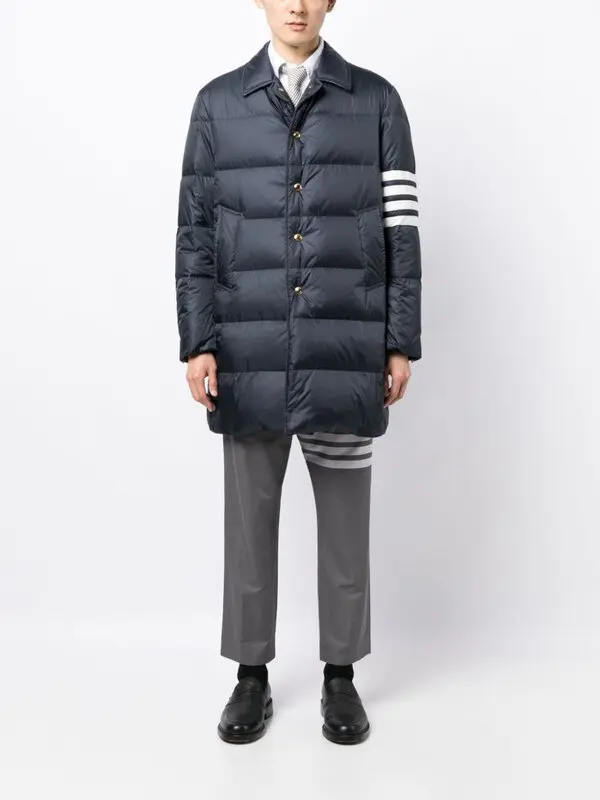 Thom Browne 4-bar Matte Nylon Bal Collar Overcoat