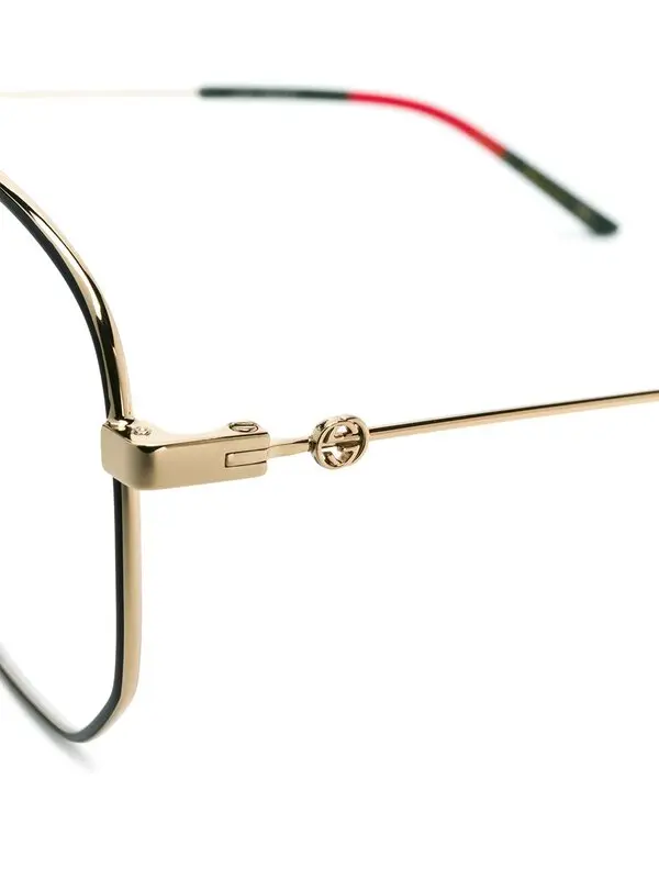 Gucci Hexagonal-frame Glasses With Web Detail