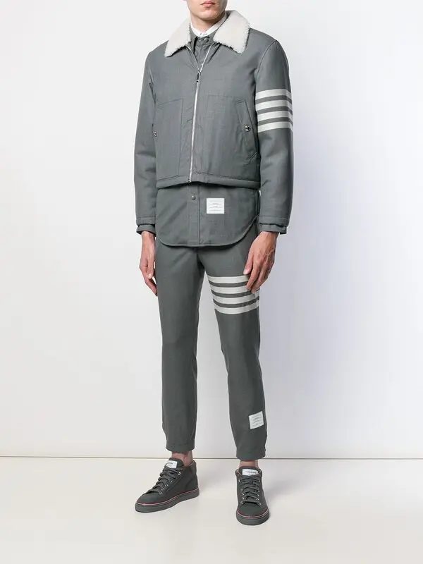 Thom Browne Plain Weave Suiting Track Pants - Grey