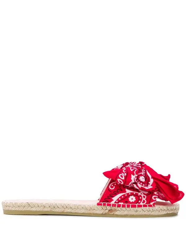 Manebí Scarf Tied Slides - Red