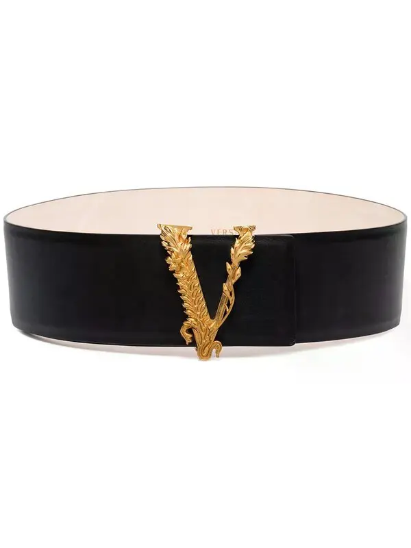 Versace Virtus Leather Belt - Black