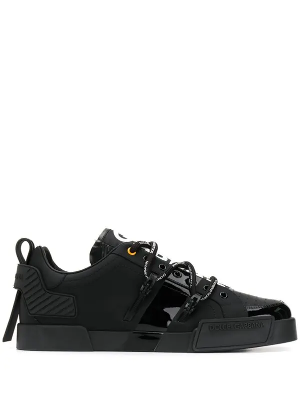 Dolce & Gabbana Portofino Patent Leather Sneakers - Black
