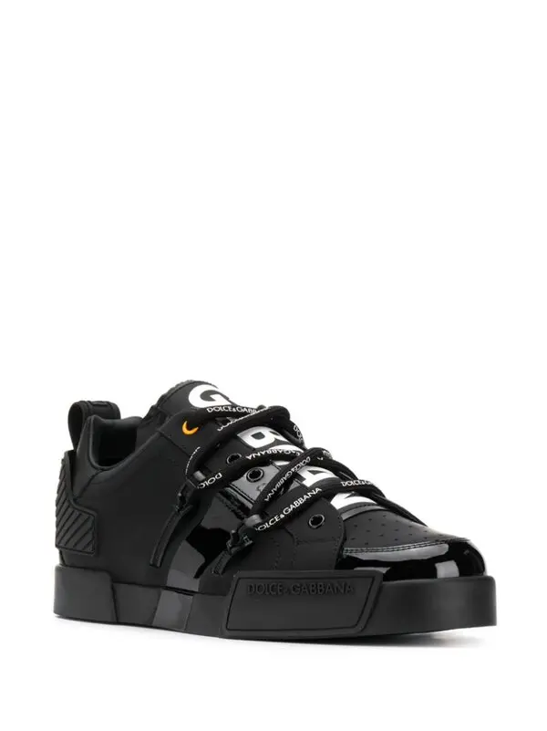 Dolce & Gabbana Portofino Patent Leather Sneakers - Black