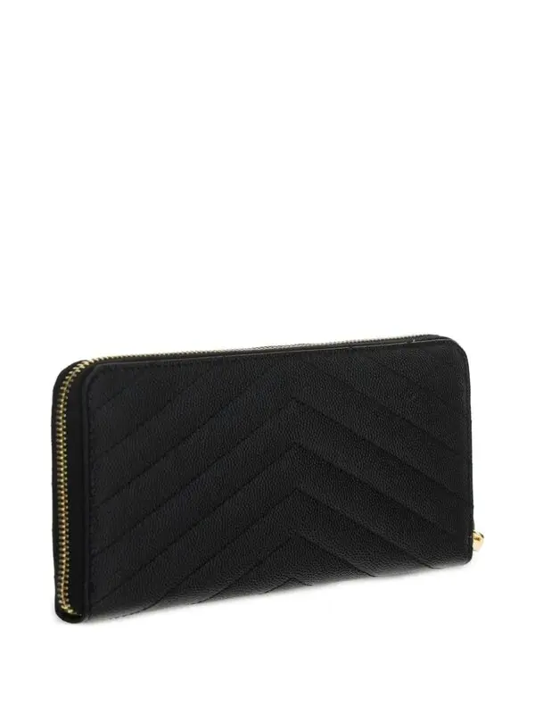 Saint Laurent Cassandre Zip-around Wallet - Black