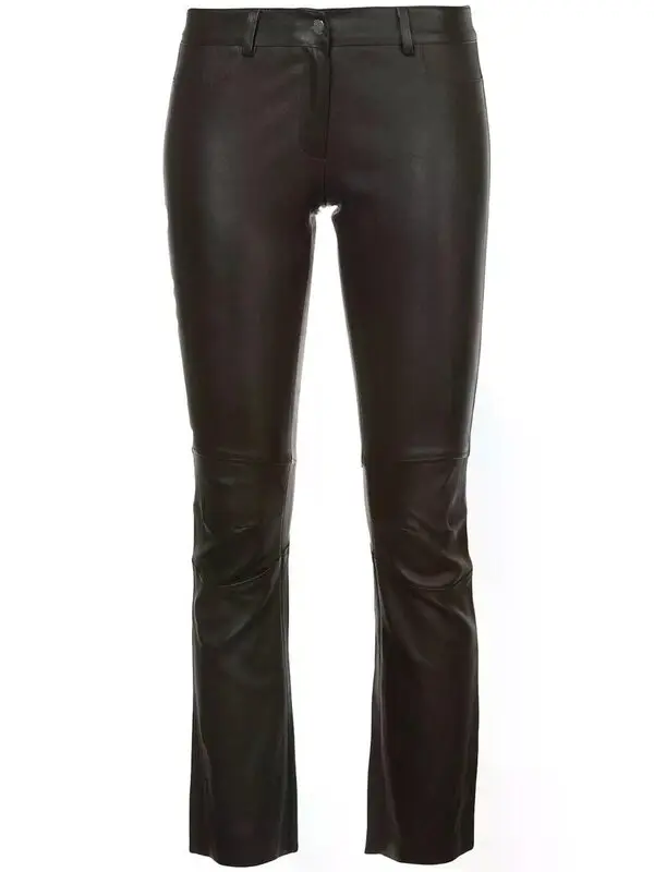 SYLVIE SCHIMMEL Cropped Lambskin Trousers - Brown